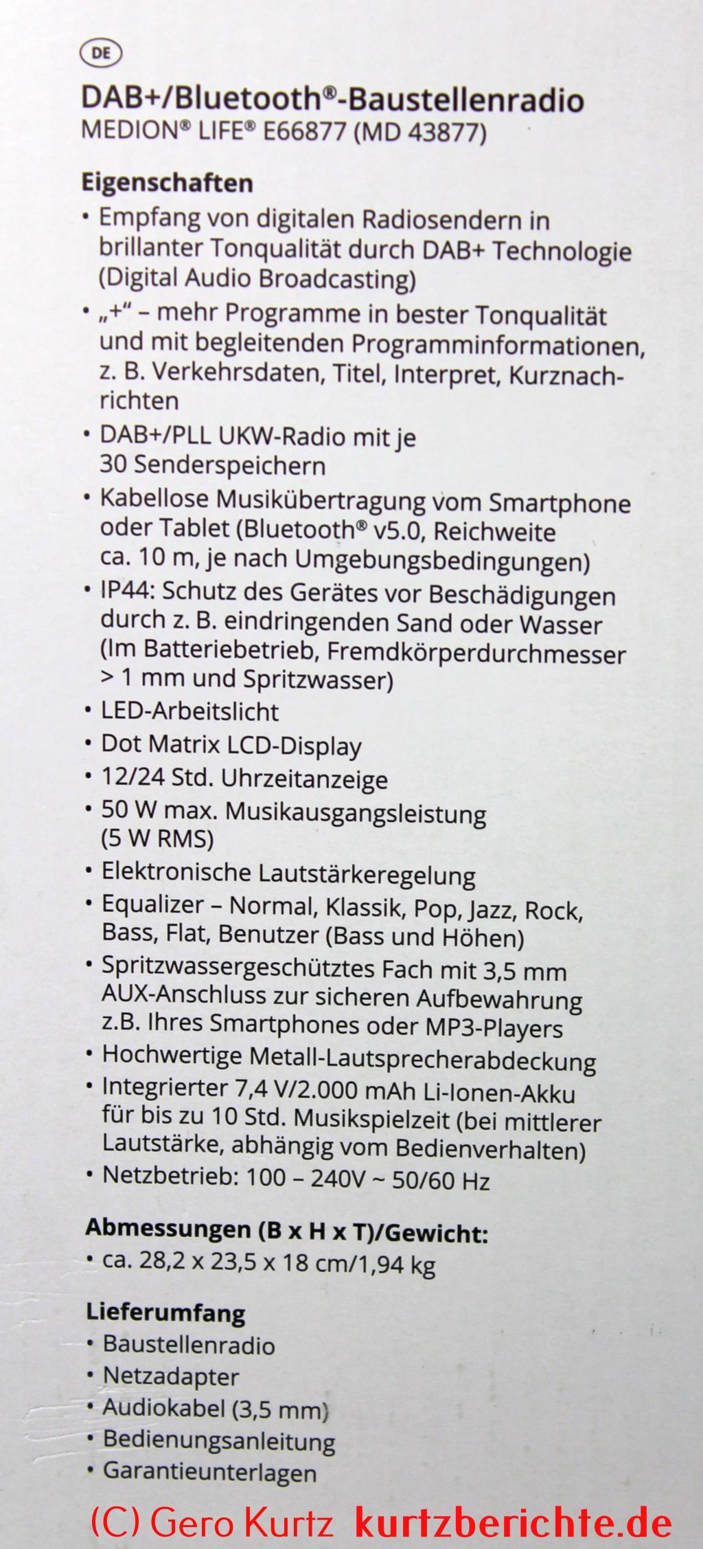 Erfahrungsbericht MEDION E66877 DAB+ Baustellenradio /Soundmaster DAB80