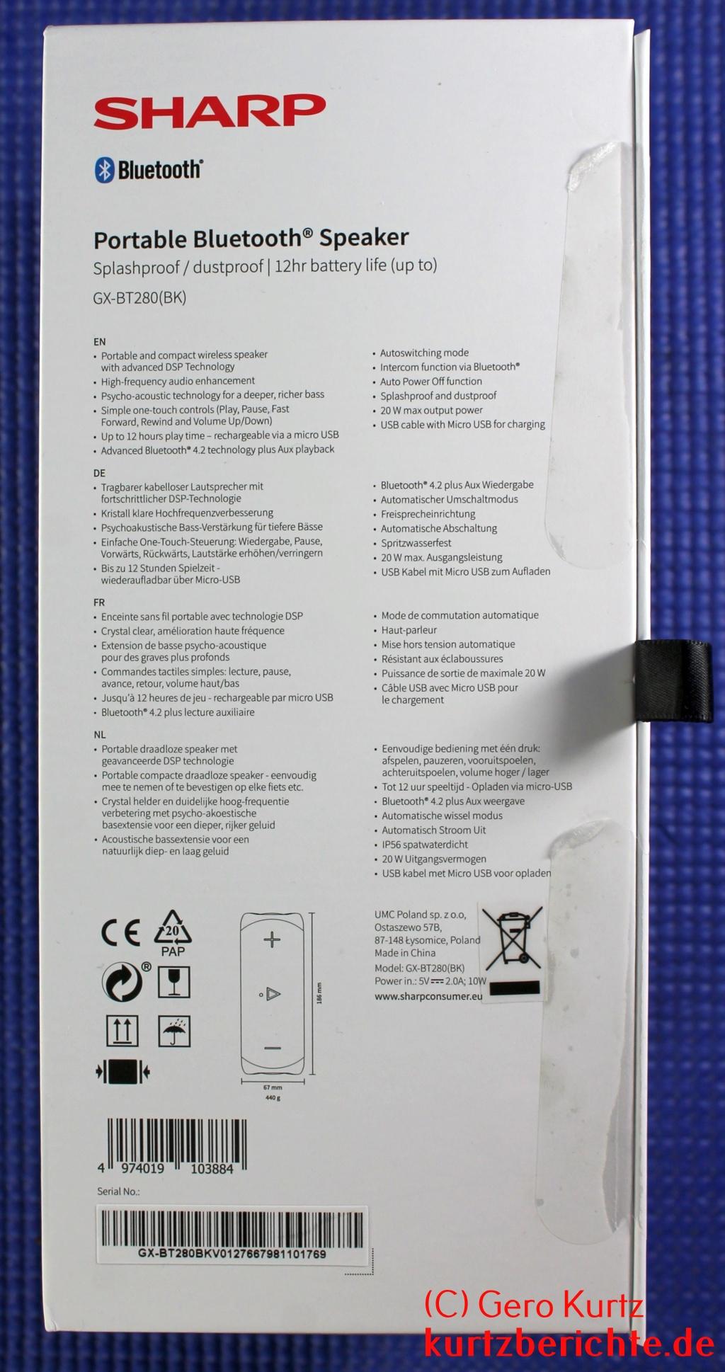 Erfahrungsbericht Sharp GX-BT280 Stereo-Bluetooth-Lautsprecher